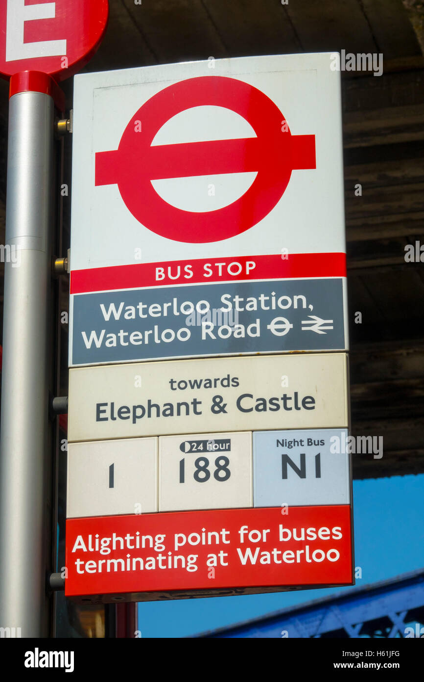 London Bus stop Waterloo Station Stock Photo - Alamy