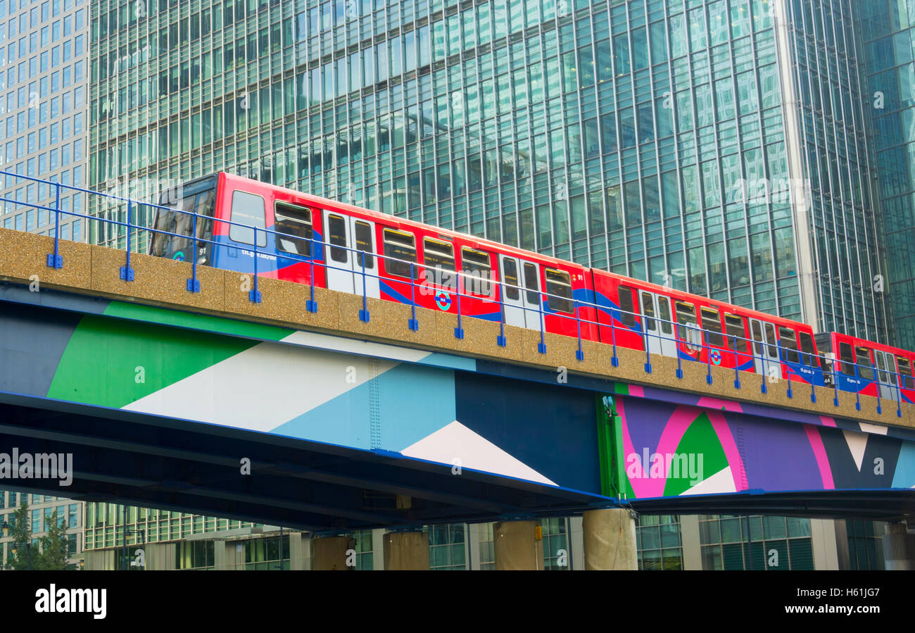 DLR Train in Canary Wharf Stock Photo - Alamy