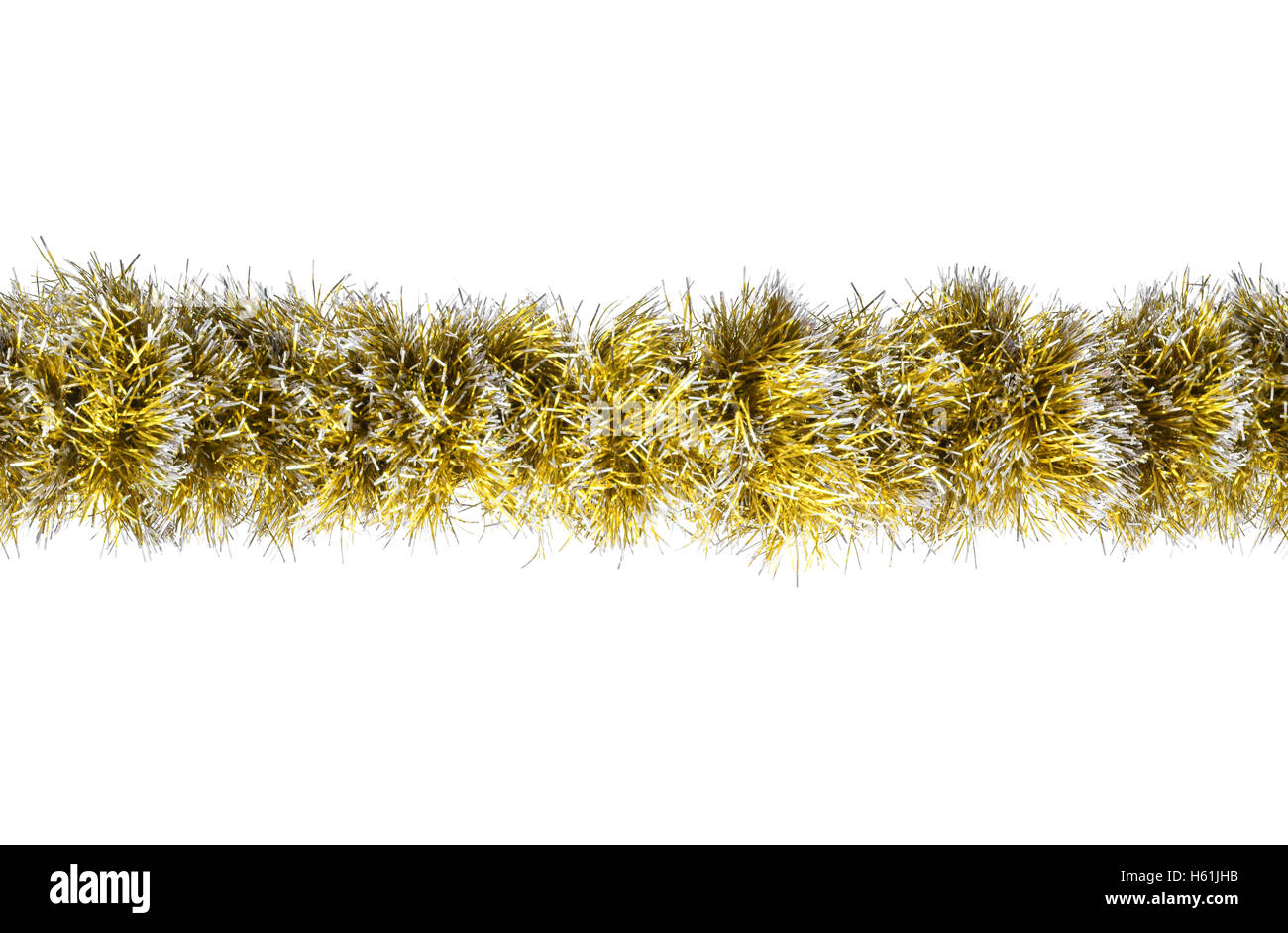 Seamless Christmas gold silver tinsel. Isolated on a white background ...