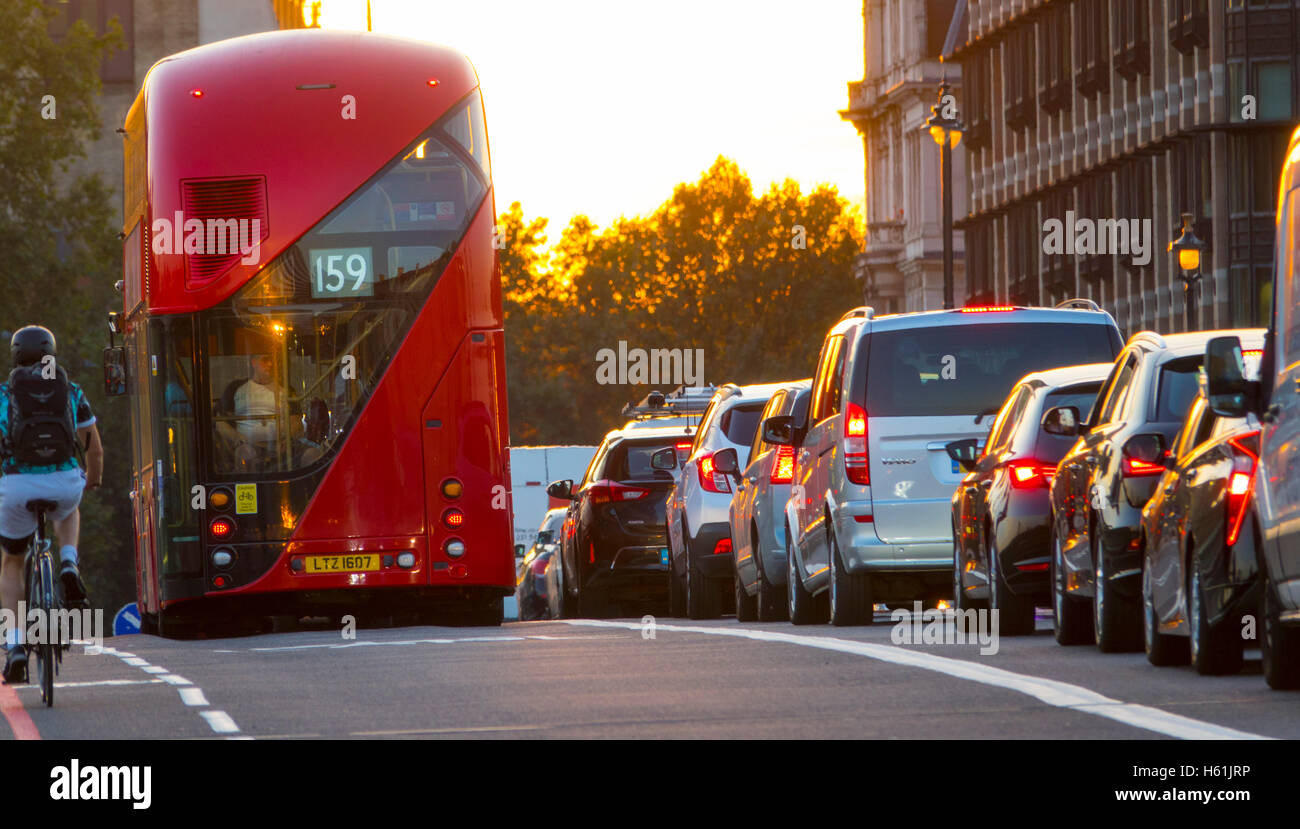 Red Buses on Westminster Bridge in London at sunset Stock Photo - Alamy