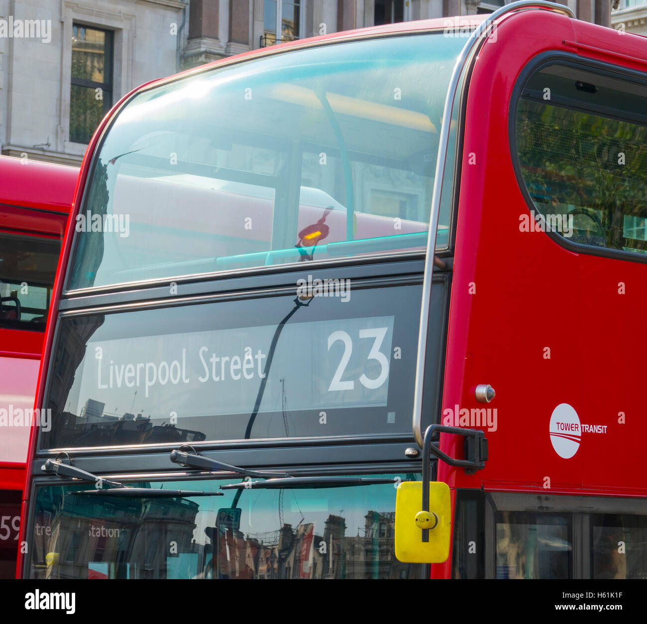 Red Buses in London - close up shot Stock Photo - Alamy