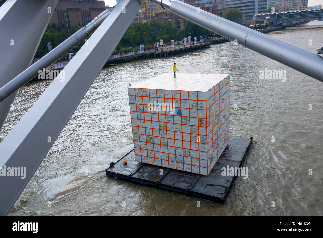 Floating Dreams modern art on River Thames Stock Photo - Alamy