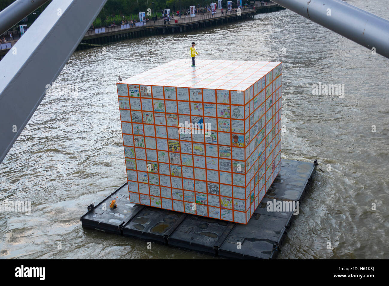 Floating Dreams modern art on River Thames Stock Photo - Alamy
