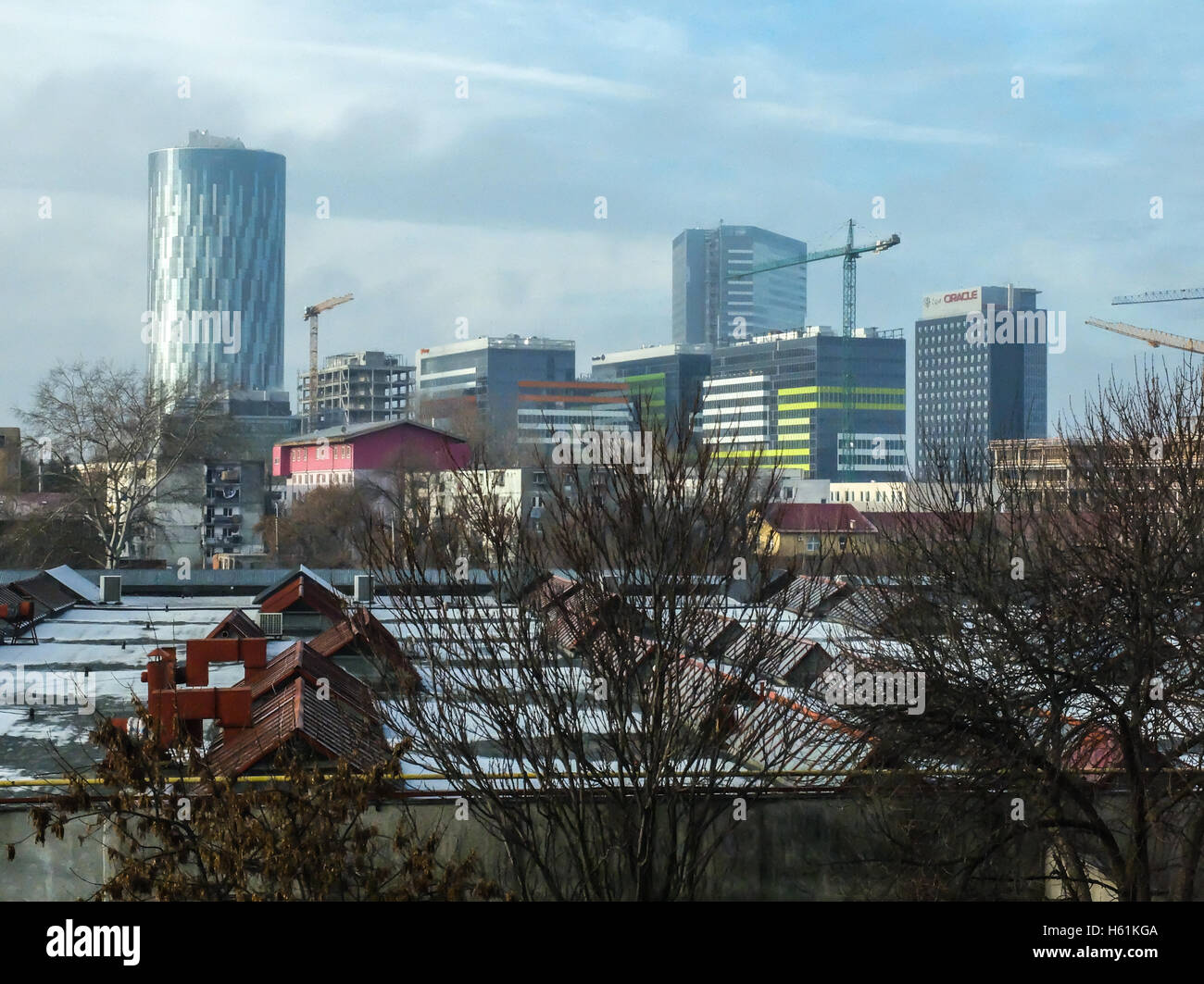 Bucharest, Romania, 15 January 2016: A general view of modern buildings ...