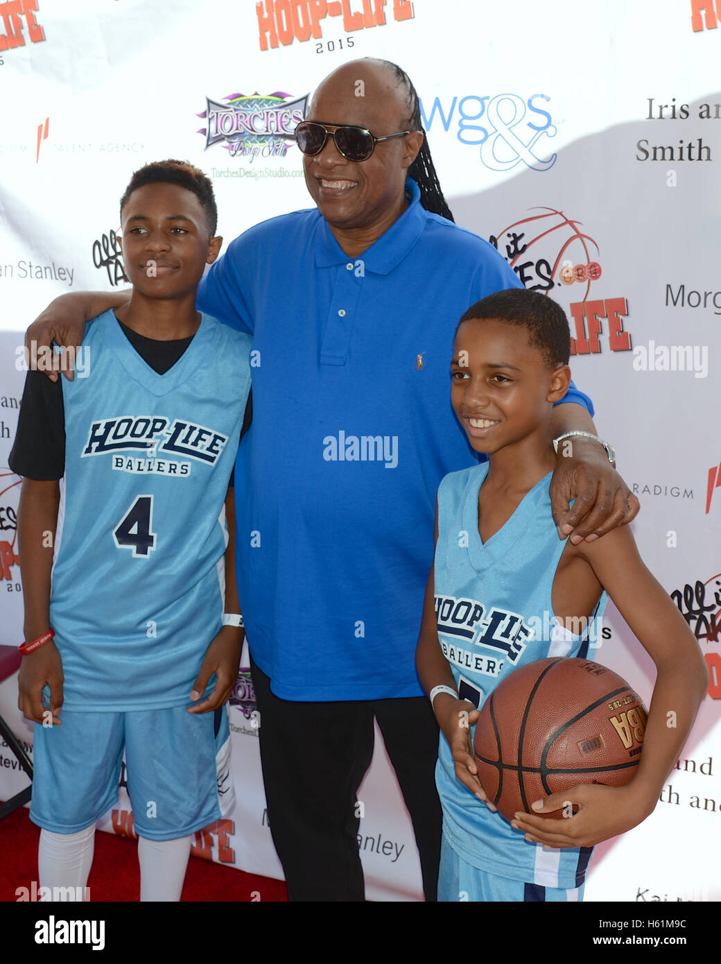 Kailand Morris, Stevie Wonder and Mandla Morris arrives at the 3rd ...