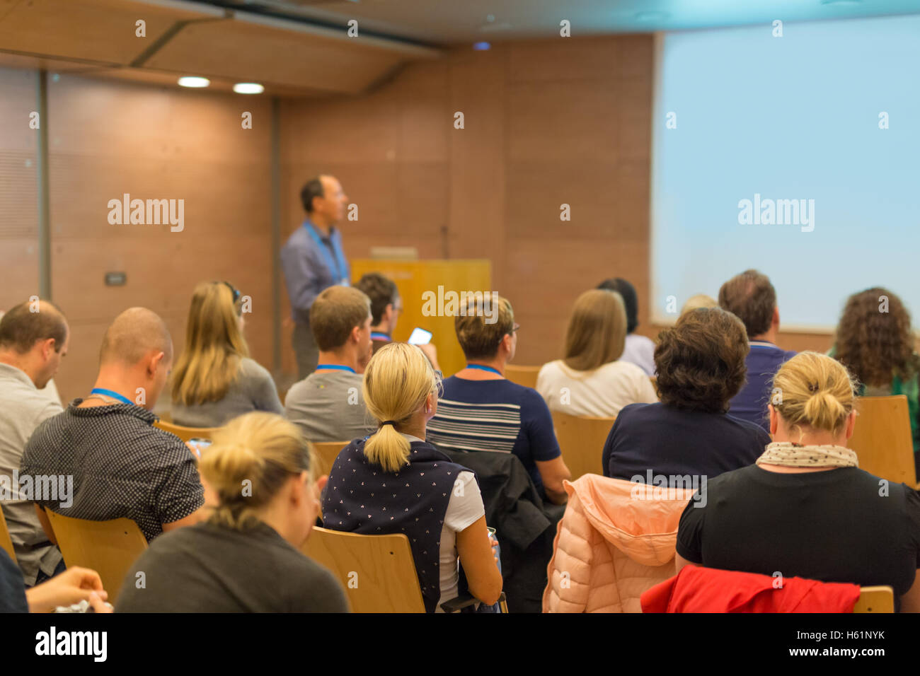 Audience in lecture hall on scientific conference Stock Photo - Alamy
