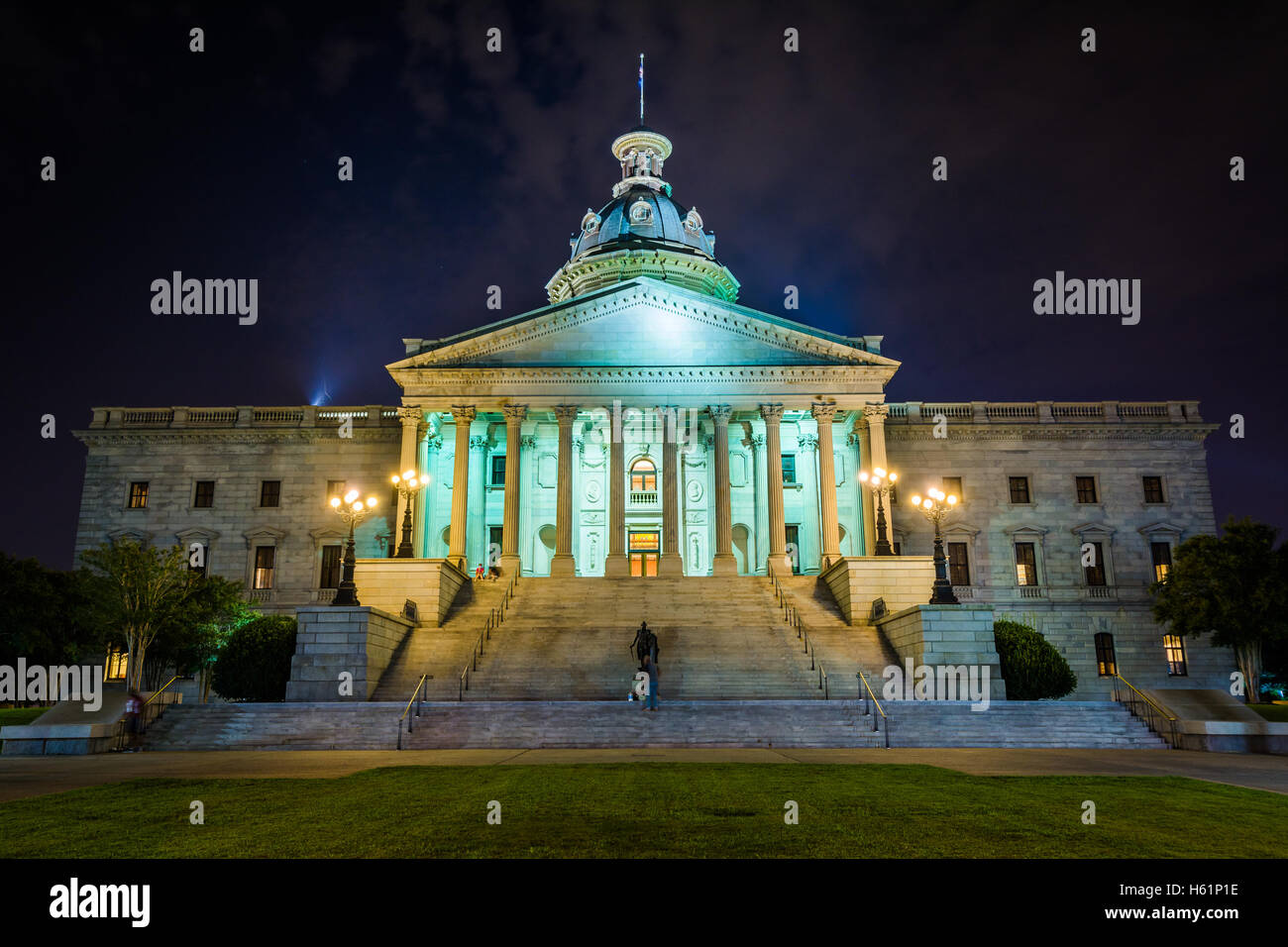 The South Carolina State House in at night, in Columbia, South Carolina ...