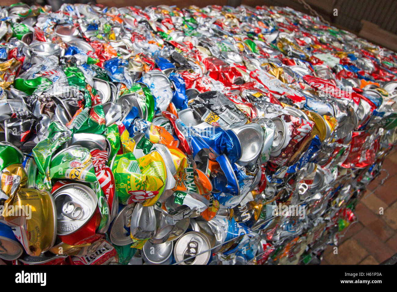 baled aluminium tin cans compressed ready for recycling Stock Photo - Alamy