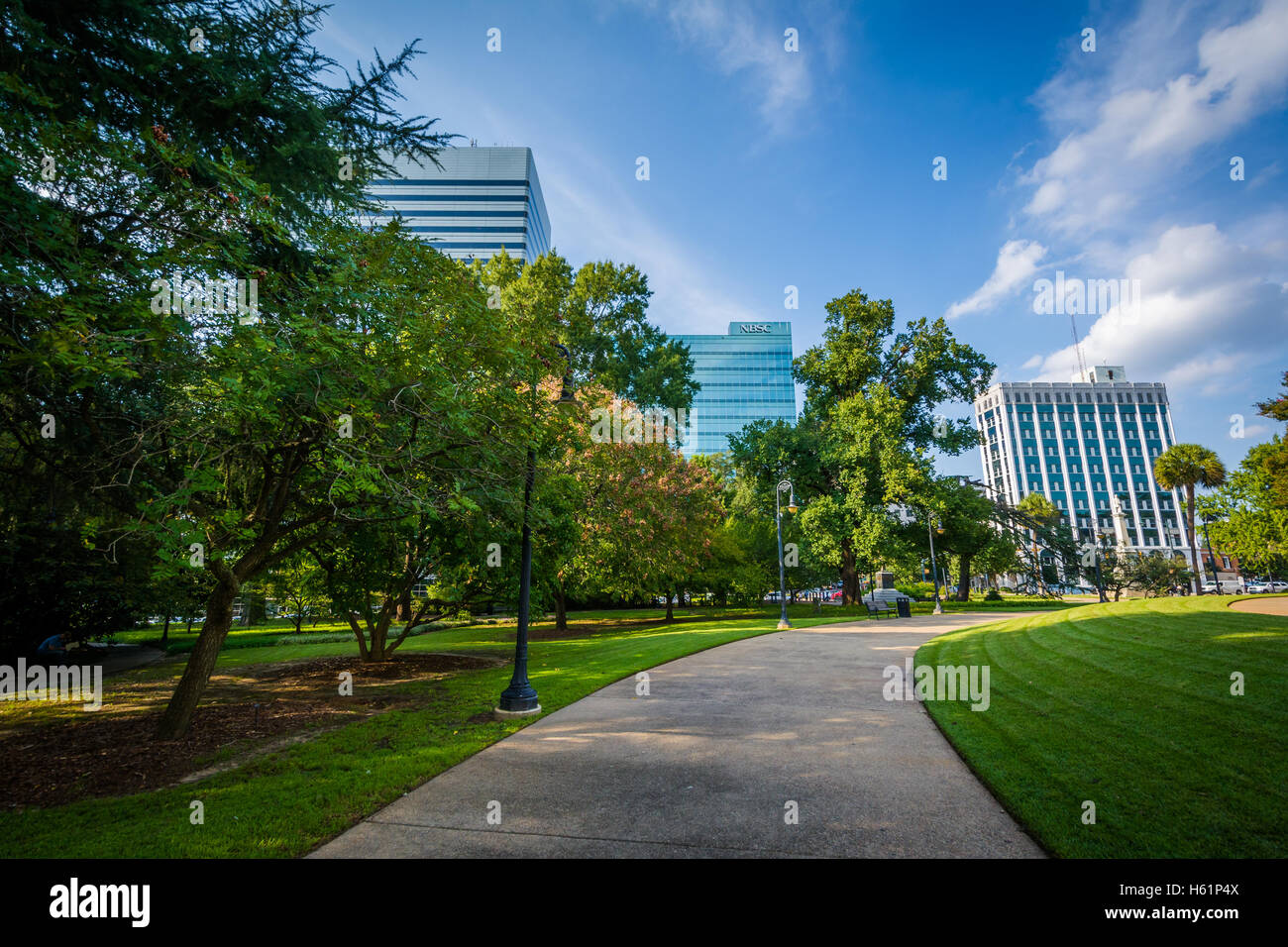 Walkway and modern buildings in Columbia, South Carolina Stock Photo ...