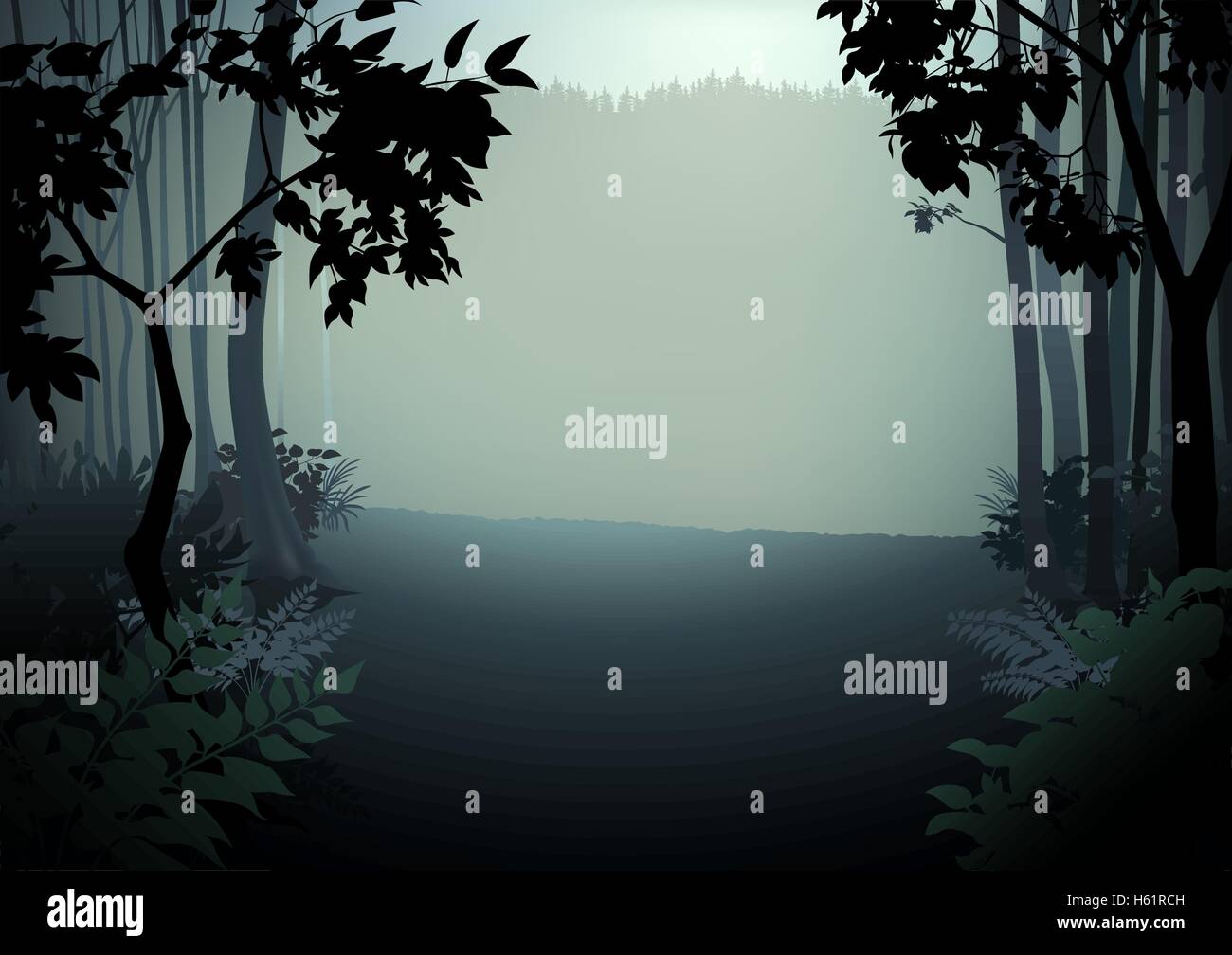Mysterious dark forest Stock Vector Images - Alamy