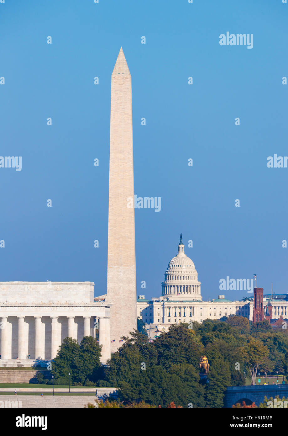 WASHINGTON, DC, USA - Lincoln Memorial, Washington Monument, U.S ...