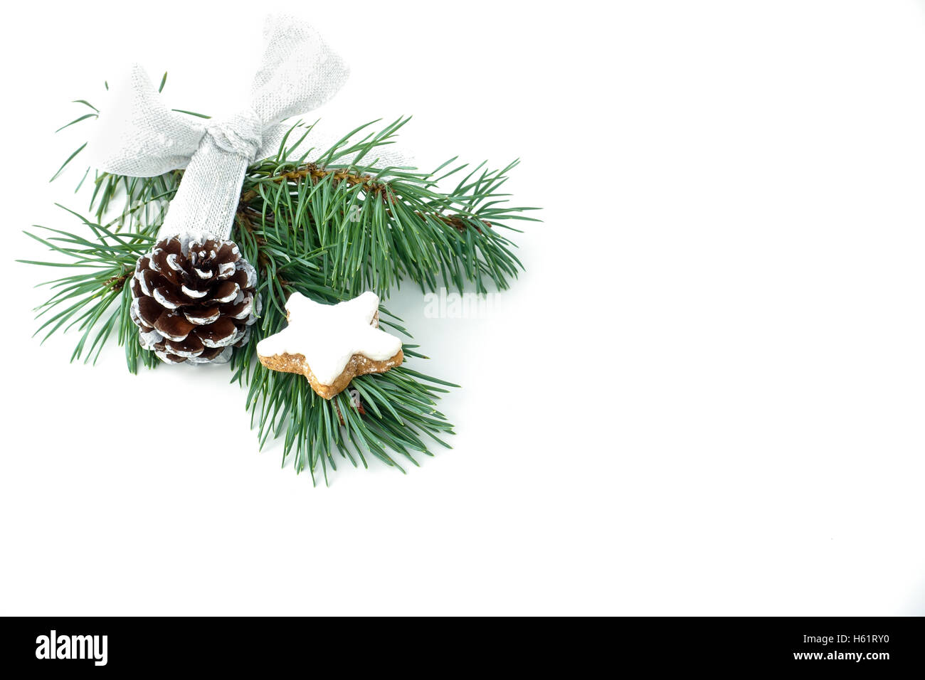 Twig of Fir with Christmas Decoration and Cinnamon Star Cookie Stock ...
