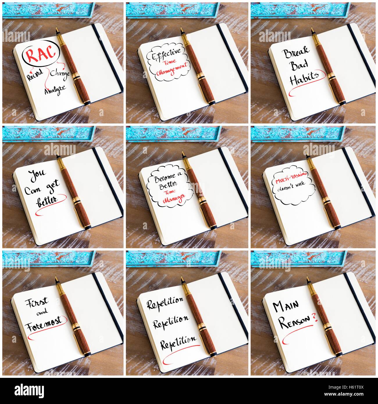 Photo collage of handwritten business motivational message with ...