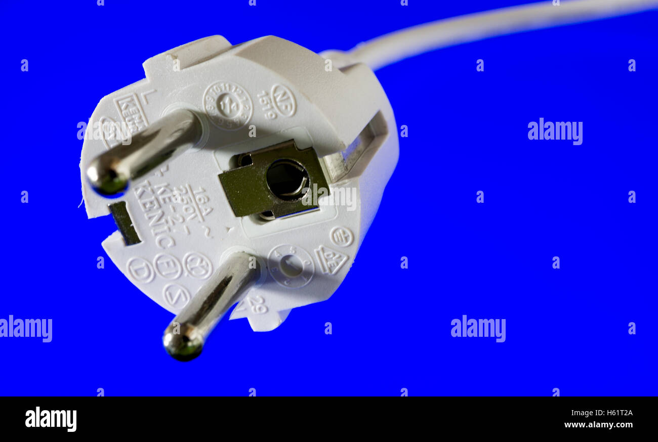 A European style power plug on coloured background Stock Photo - Alamy