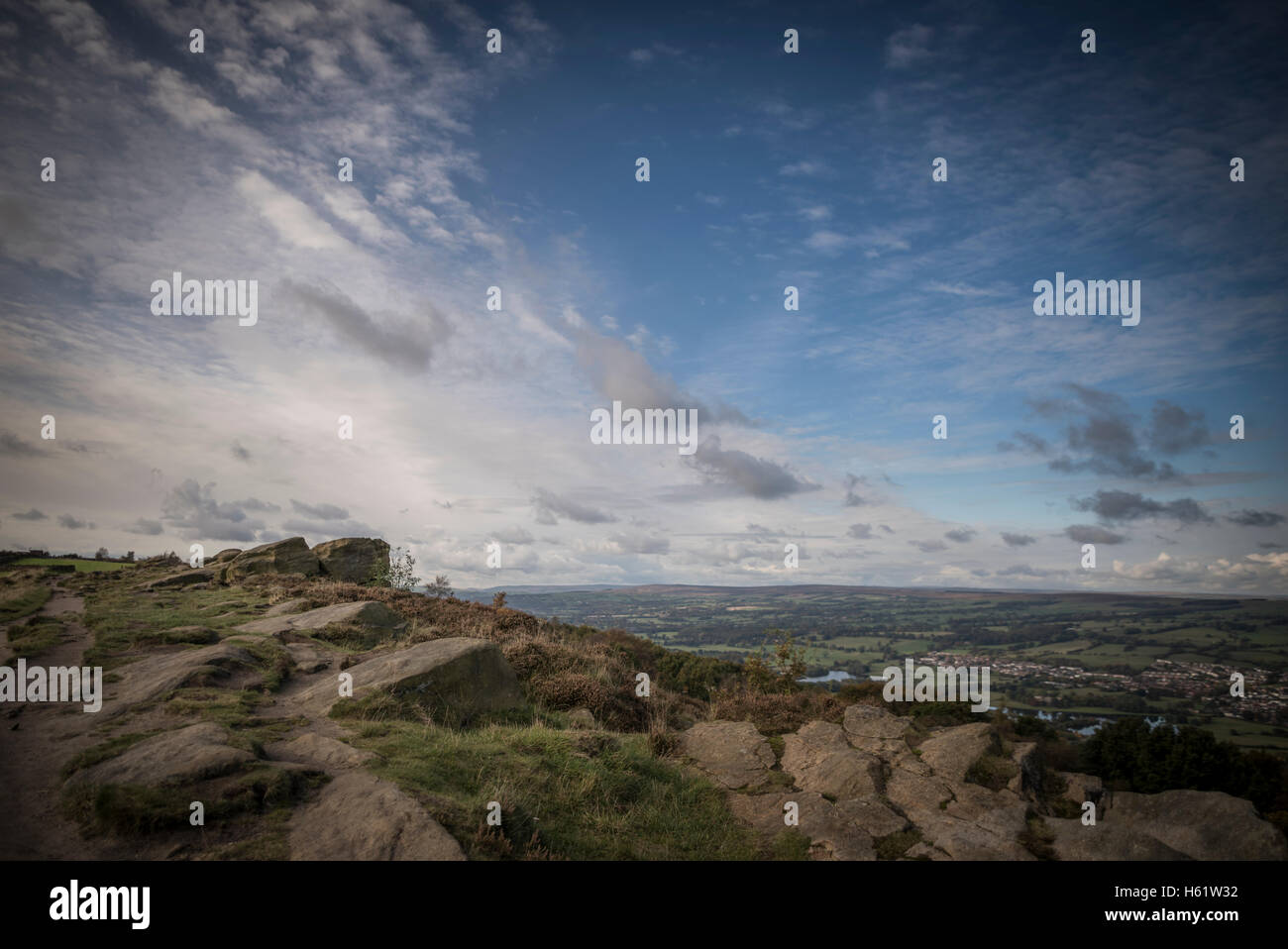 Lovely view of Otley, taken from the famous Otley Chevin Stock Photo ...