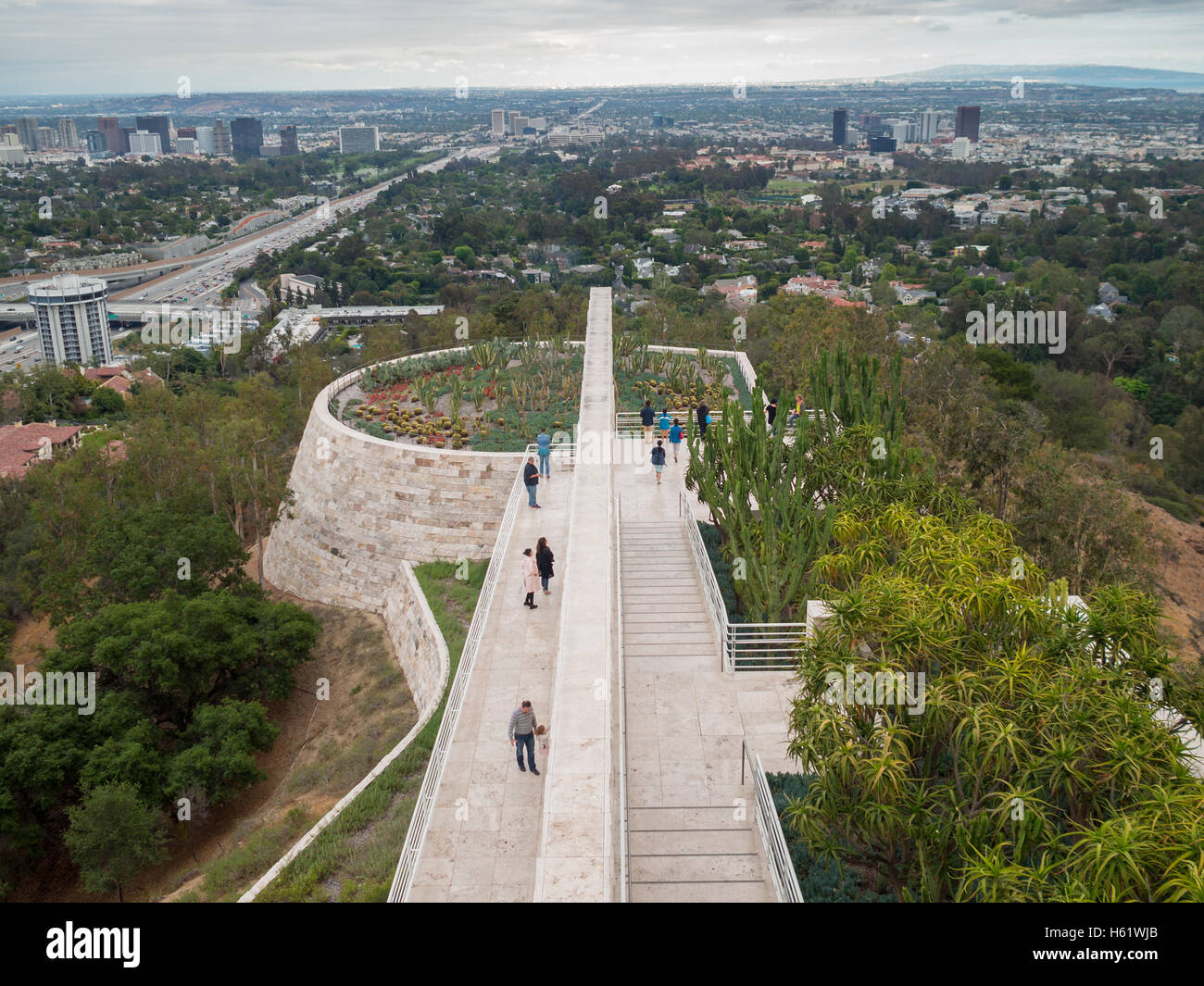 Getty Center garden with Los Angeles in background Stock Photo - Alamy