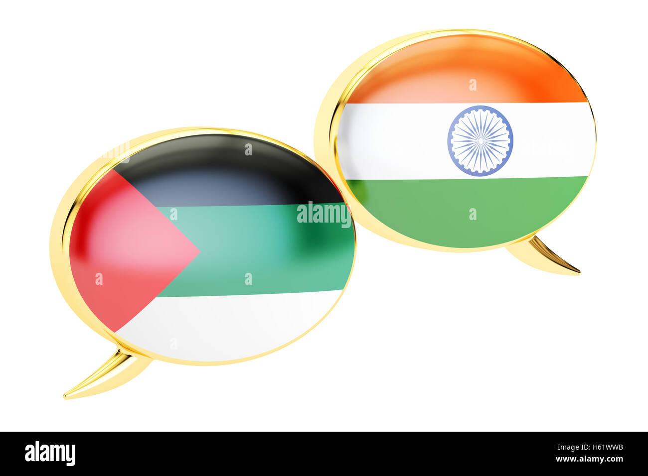 Speech bubbles, Arabian-Indian translation concept. 3D rendering Stock ...