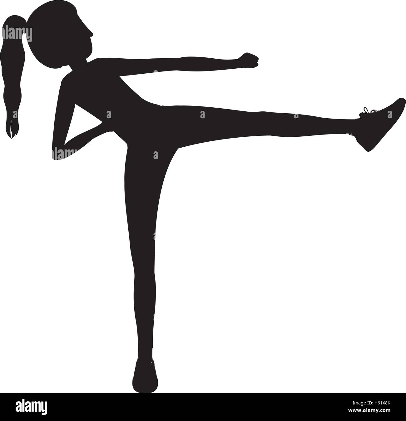 silhouette woman martial arts kick Stock Vector Image & Art - Alamy