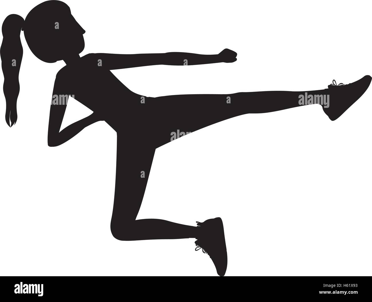 silhouette woman martial arts flying kick Stock Vector Image & Art - Alamy