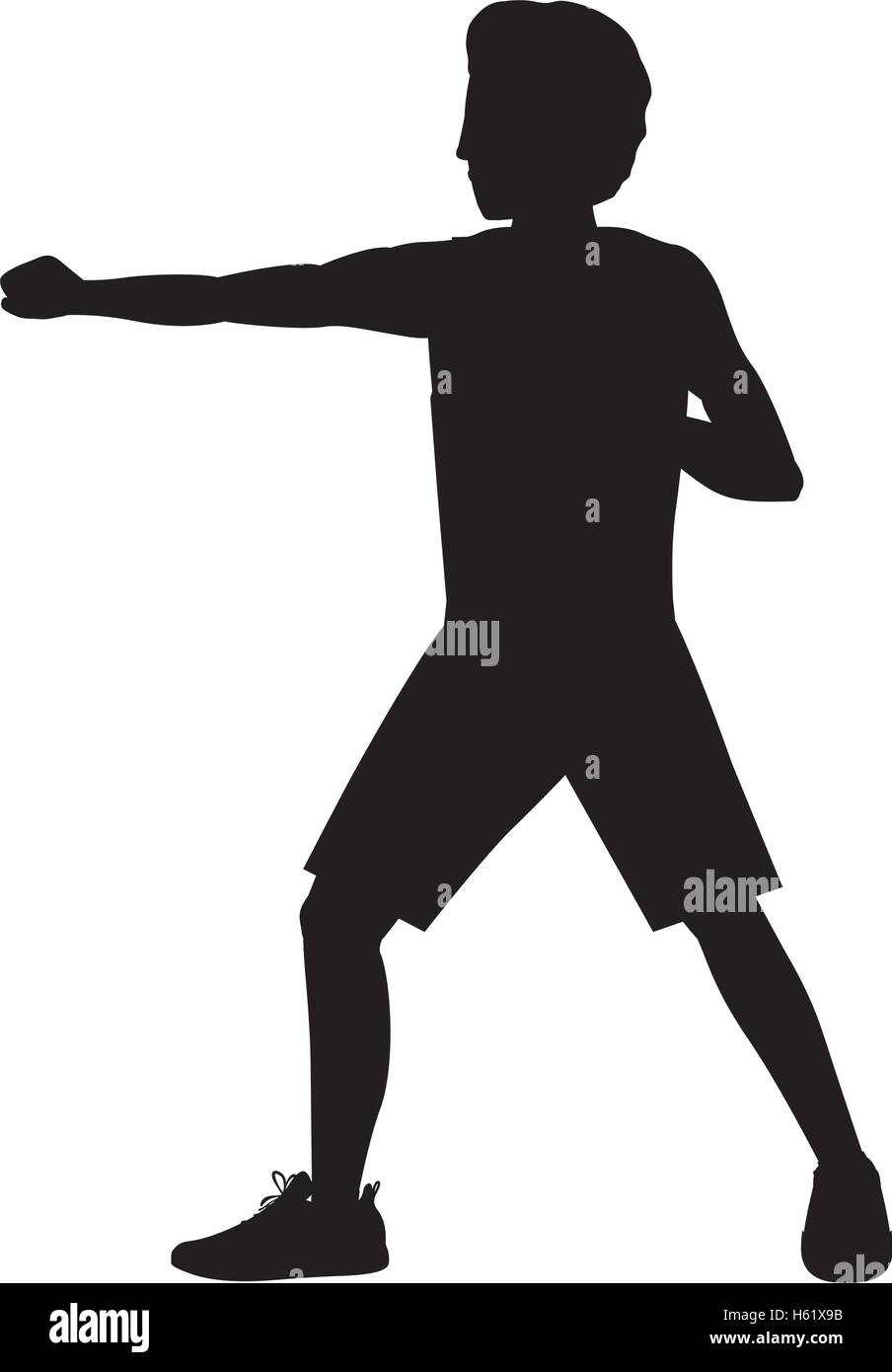 silhouette man martial arts defense position fist Stock Vector Image ...