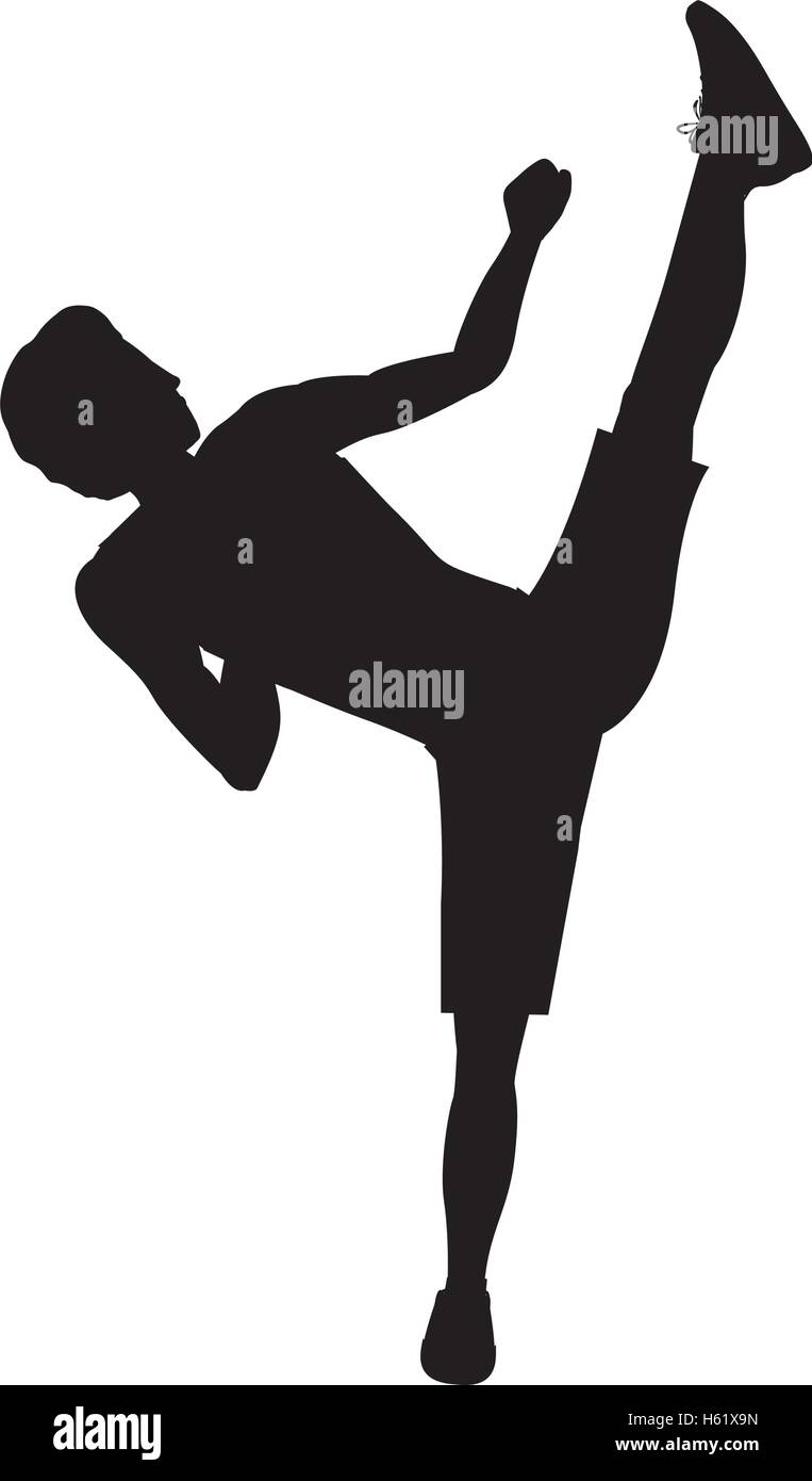 Man karate high kick Stock Vector Images - Alamy