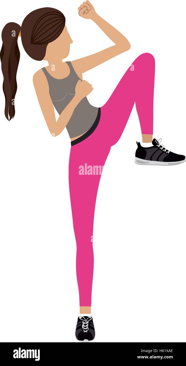 silhouette color woman martial arts low kick Stock Vector Image & Art ...