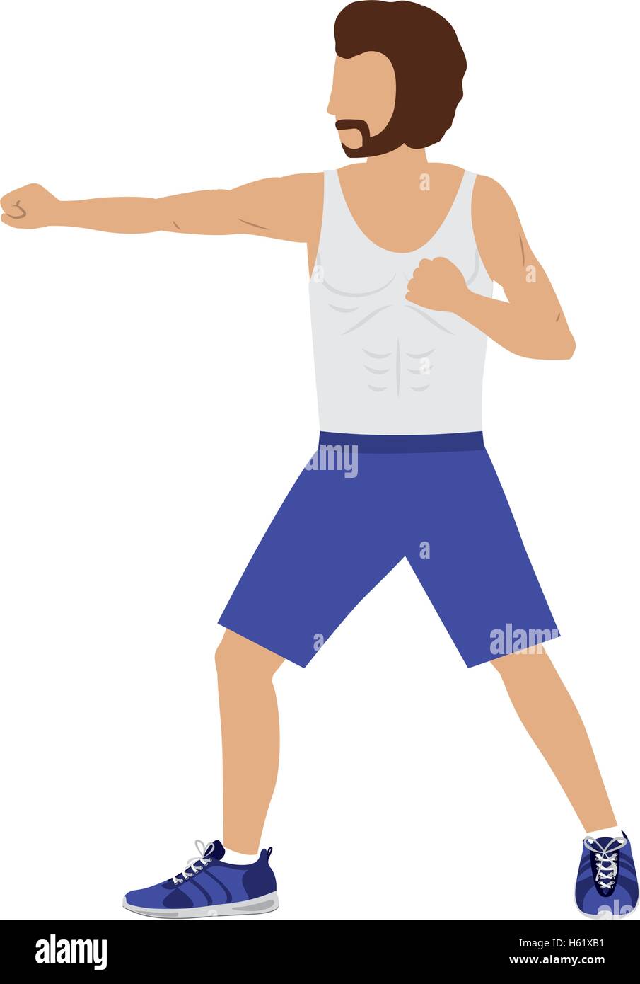 silhouette color man martial arts defense position fist Stock Vector ...