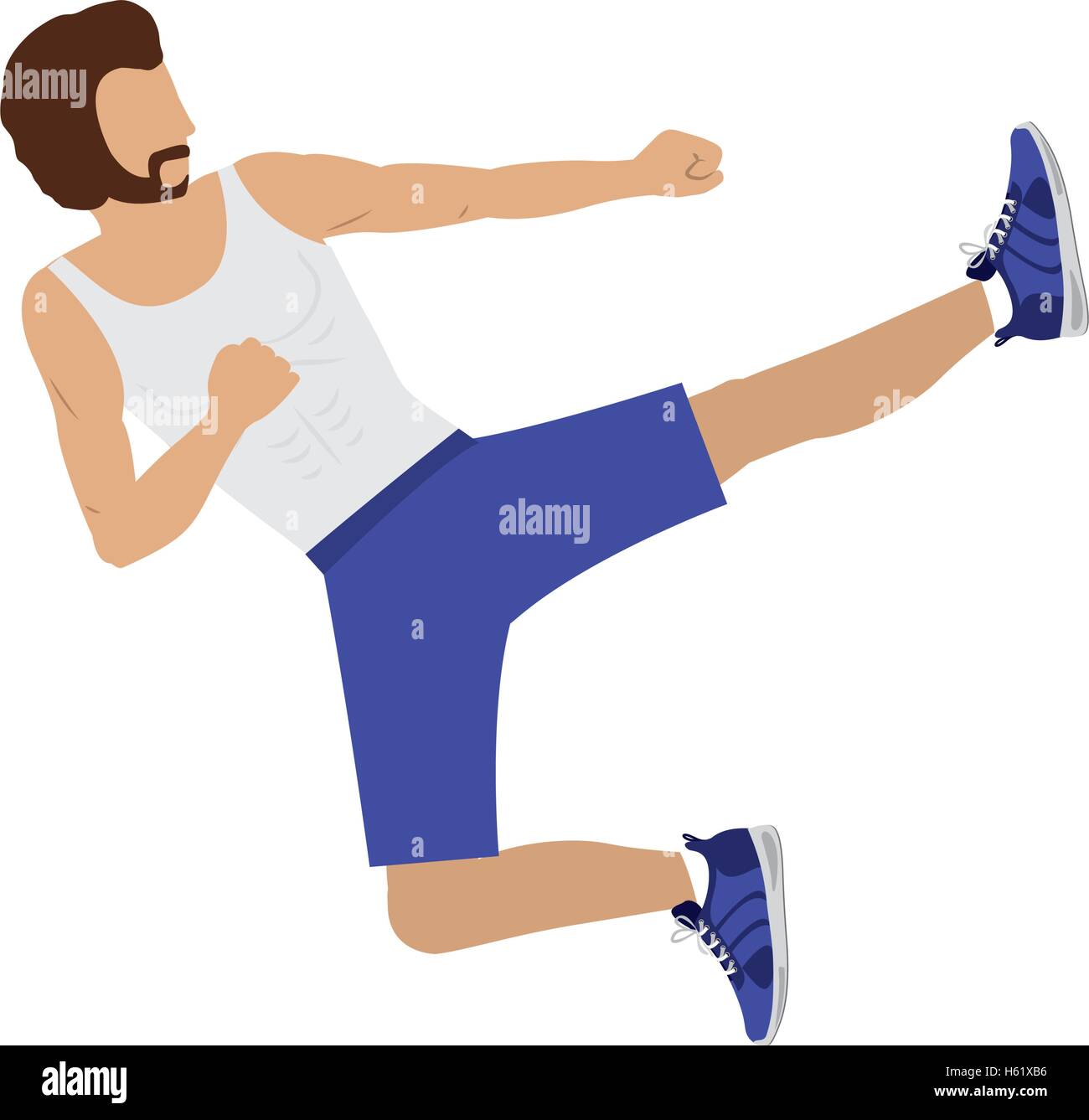 silhouette color man martial arts flying kick Stock Vector Image & Art ...