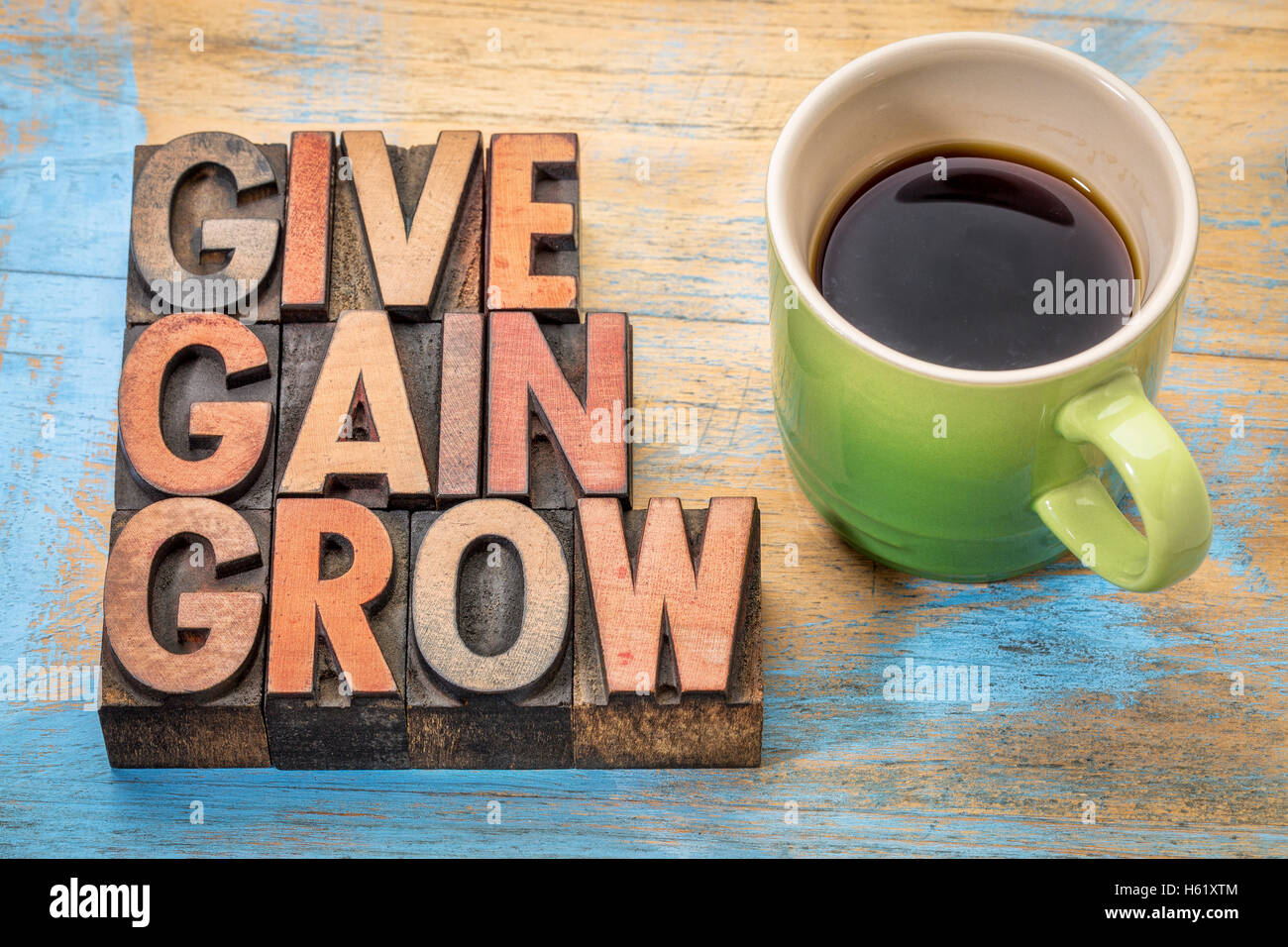 give, gain and grow word abstract -personal development or motivational ...