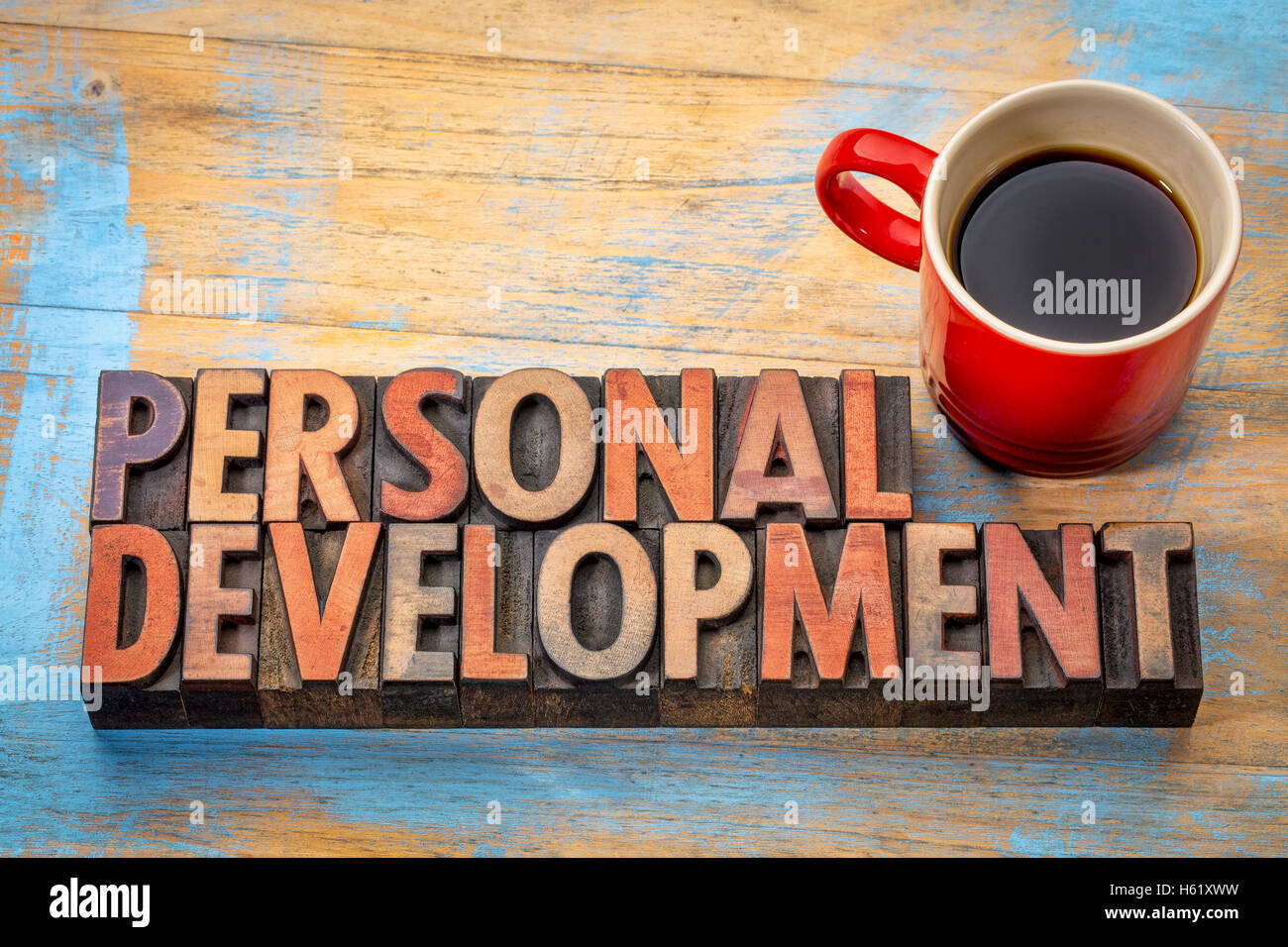 personal development - word abstract in vintage letterpress wood type ...