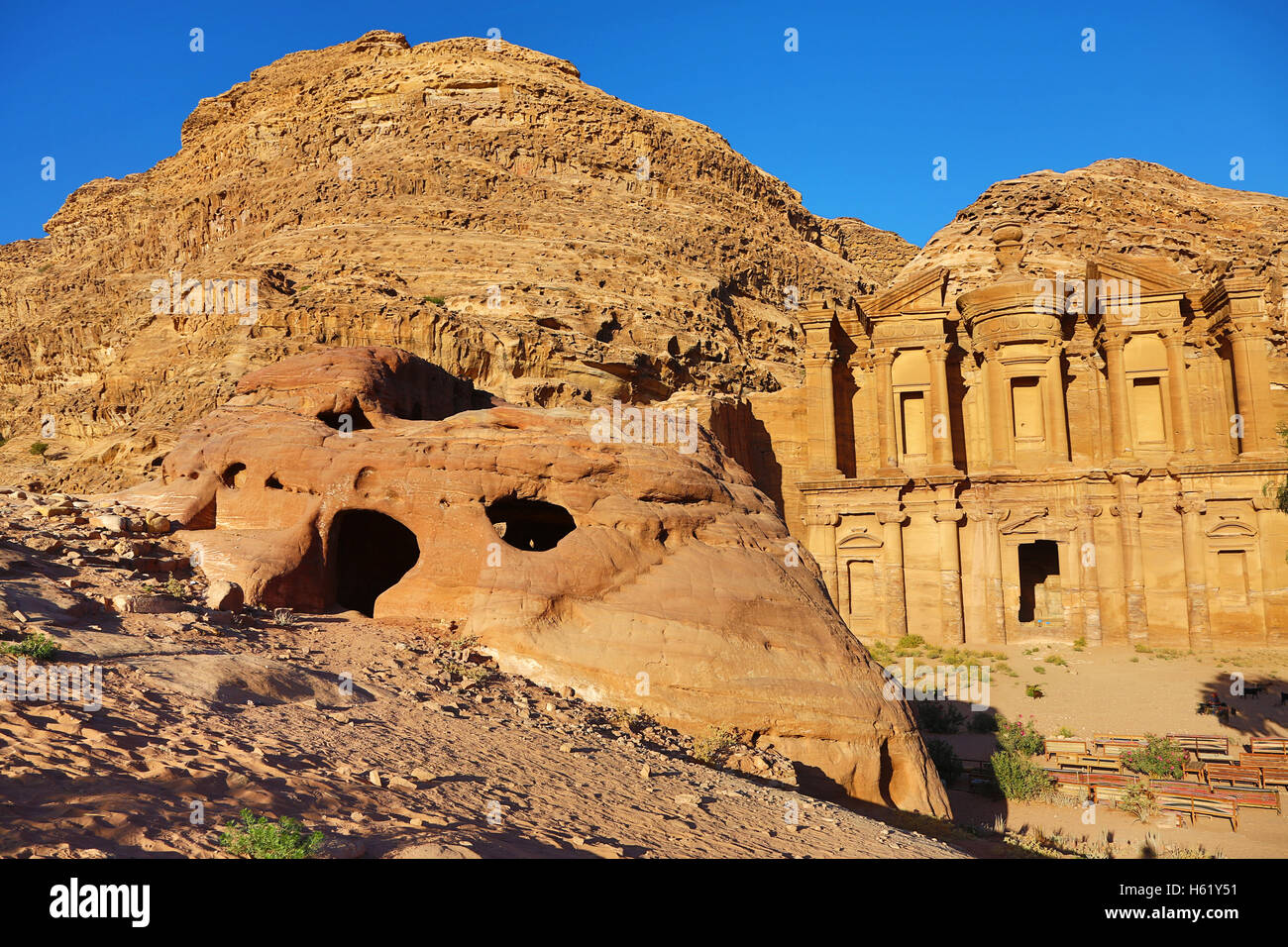 The Monastery, Ad-Deir, in the rock city of Petra, Jordan Stock Photo ...