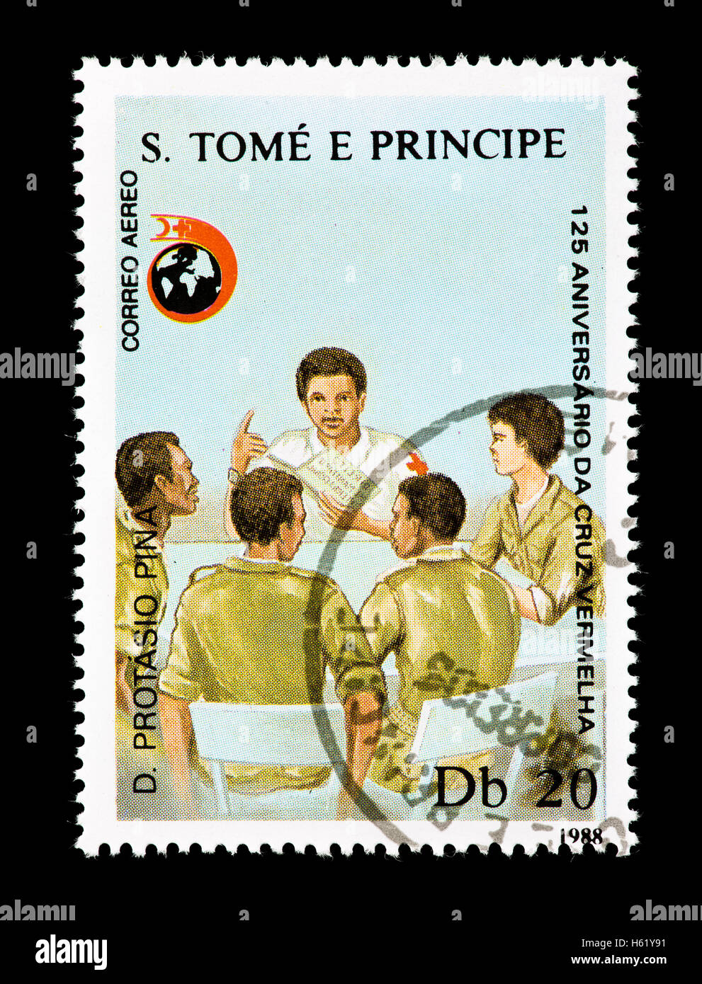 Postage stamp from St. Thomas and Prince Islands depicting instructing ...