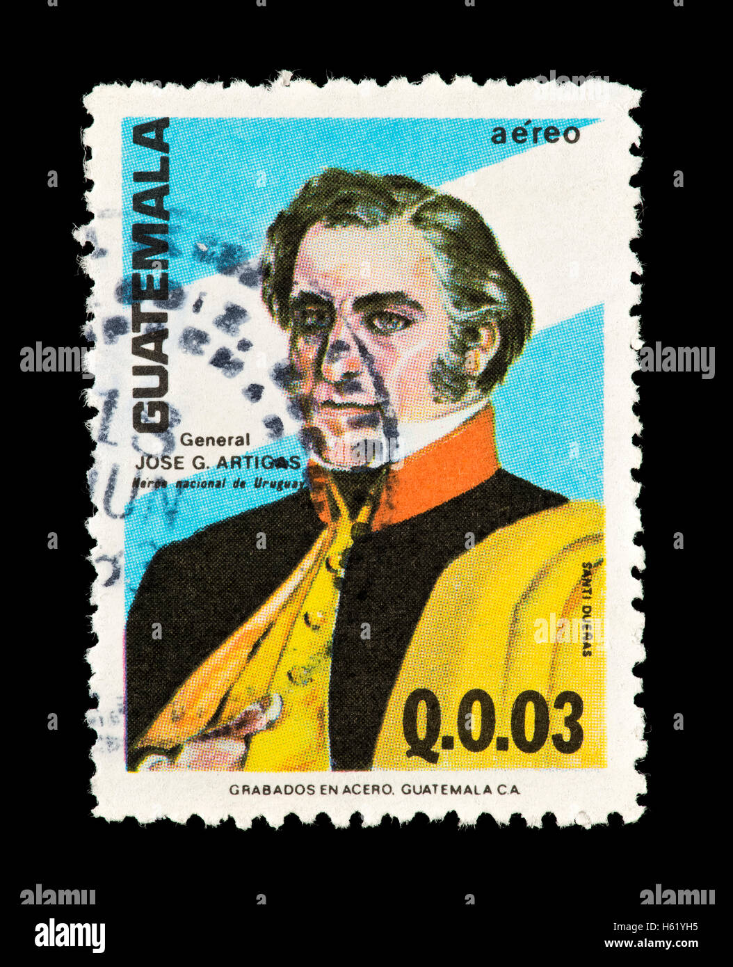 Postage stamp from Guatemala depicting General Jose Gervasio Artigas of ...