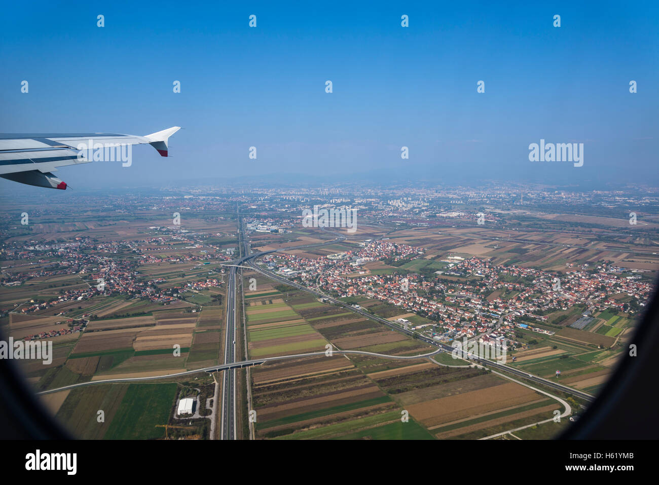 Airplane flying out of Zagreb, Croatia Stock Photo - Alamy