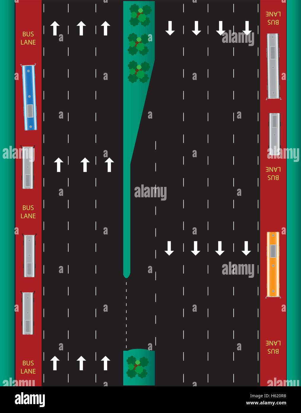 Layout of Highway road and bus lane Landscape Vector Illustration Stock ...