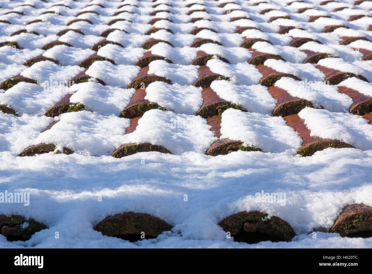 Snow on the roof. Winter scene Stock Photo - Alamy