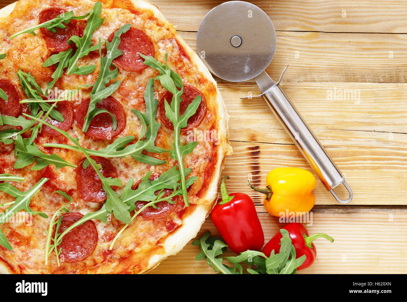 traditional Italian pepperoni pizza with tomato sauce and cheese Stock ...