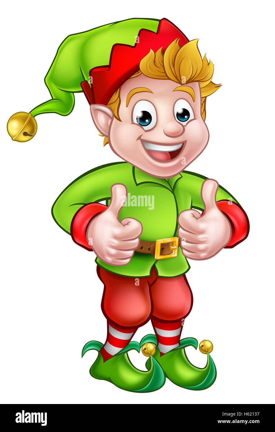 A cute cartoon Christmas elf giving a thumbs up Stock Photo - Alamy
