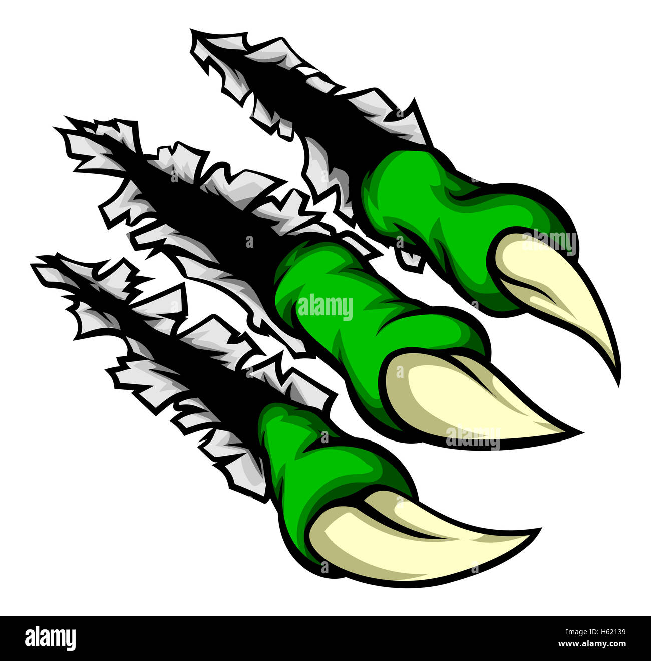 Cartoon monster claw ripping or tearing through a hole in the Stock ...