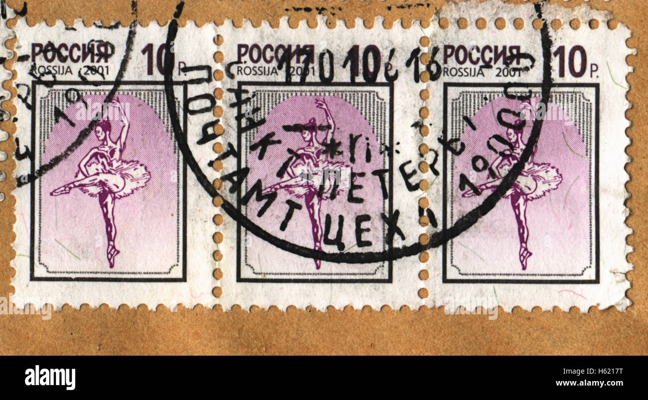 A postage stamp printed in Russia, shows Russian ballet , 2001 Stock ...