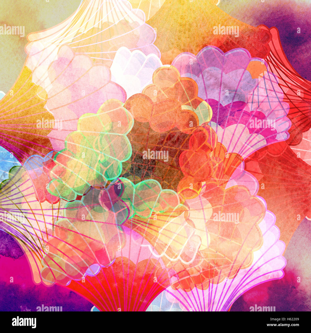 Watercolor multicolored abstract fantastic patterns on a dark ...