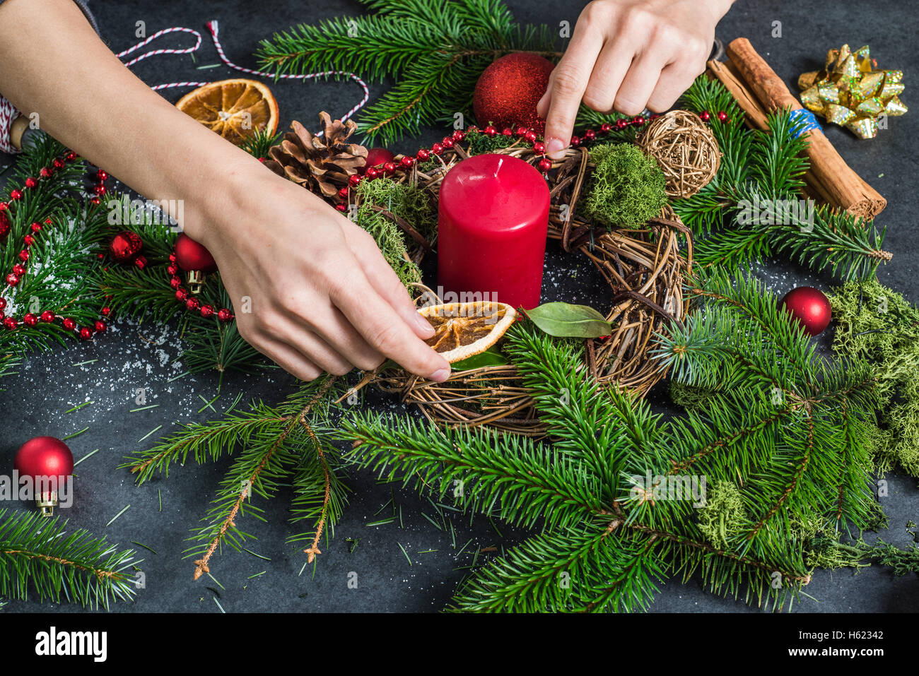 Hand craft festive decorations for Christmas Stock Photo - Alamy
