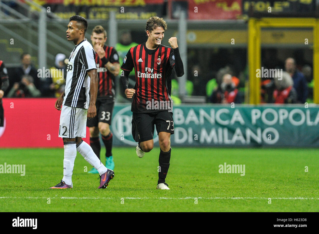 Milan, Italy. 22nd Oct, 2016. Manuel Locatelli of Milan celebrate the ...