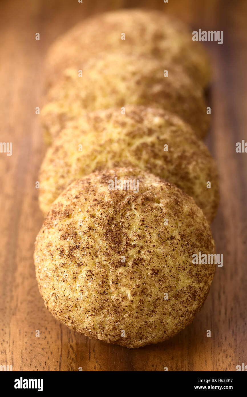 Homemade snickerdoodle cookies with cinnamon and sugar coating on ...