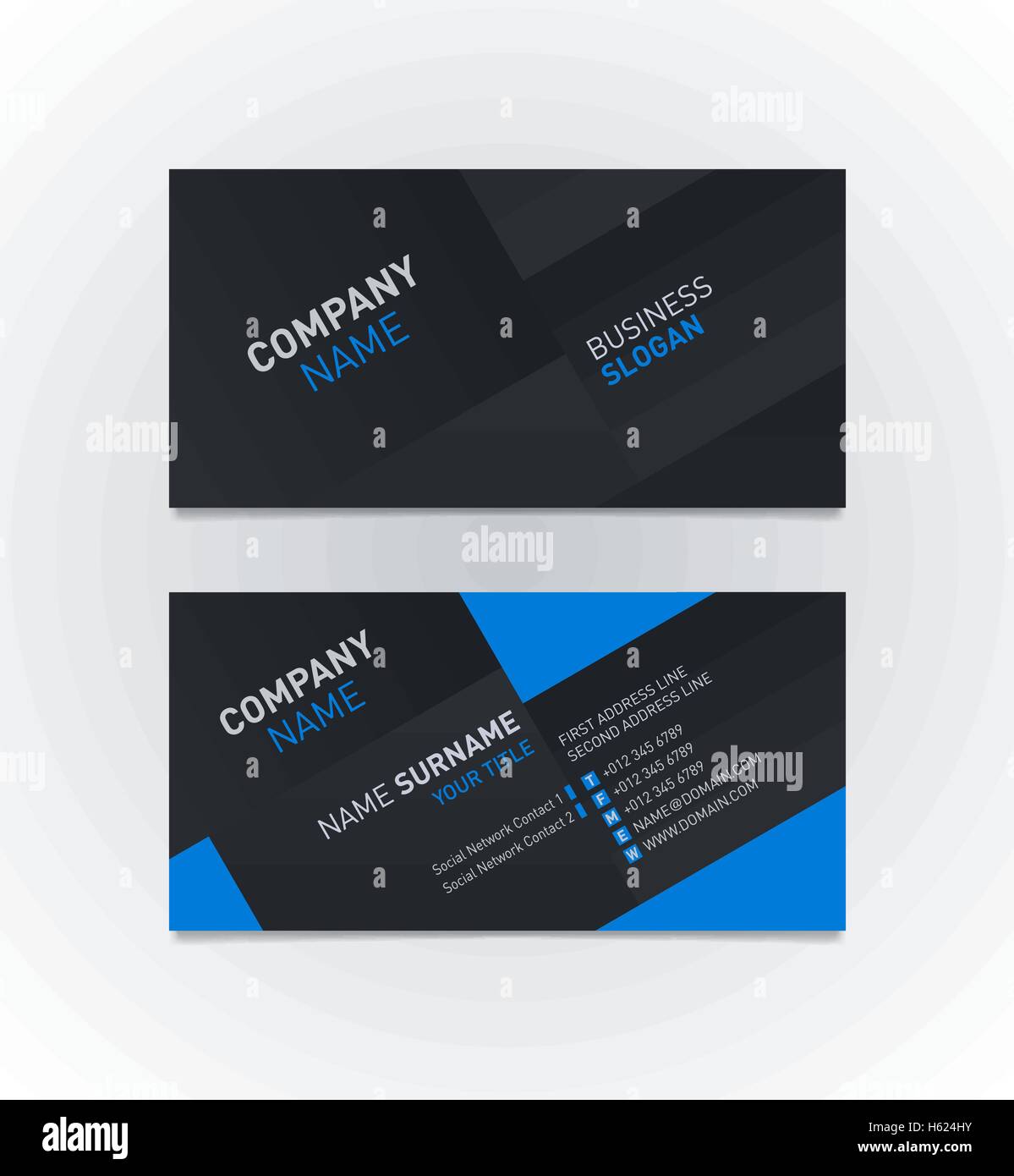 Elegant business card template with modern diagonal background. Vector ...