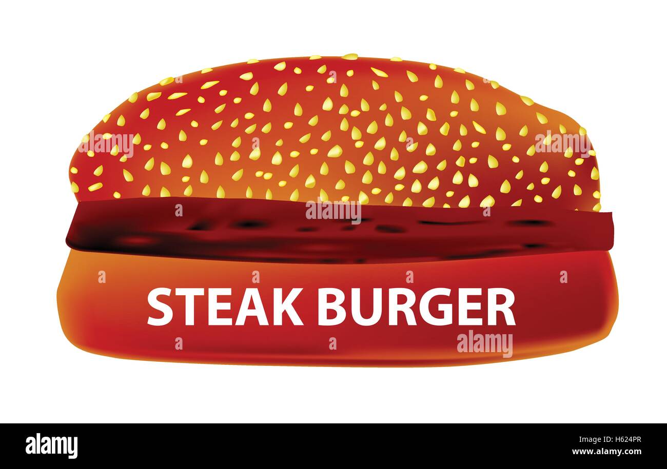 A large Steak Burger in a sesame bun Stock Vector Image & Art - Alamy