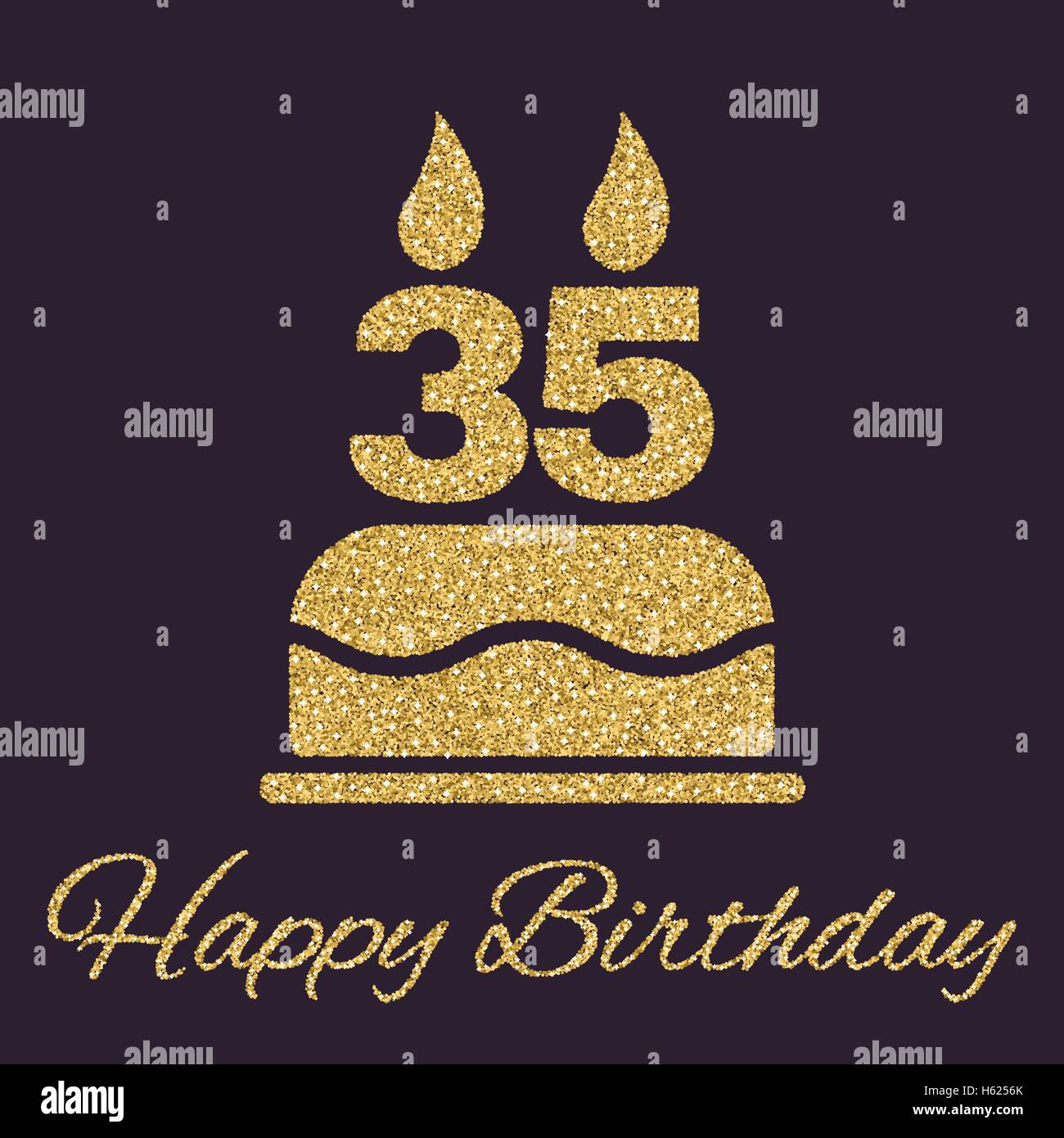 The birthday cake with candles in the form of number 35 icon. Birthday ...
