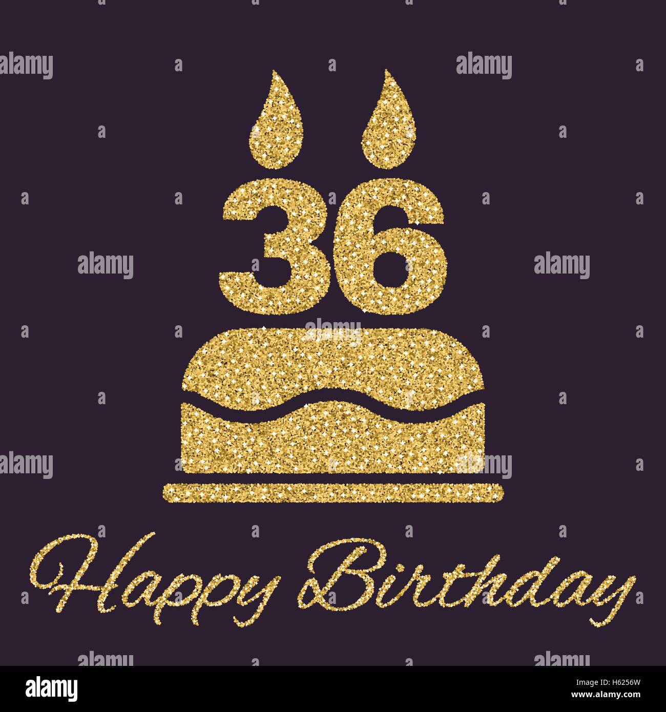 The birthday cake with candles in the form of number 36 icon. Birthday ...