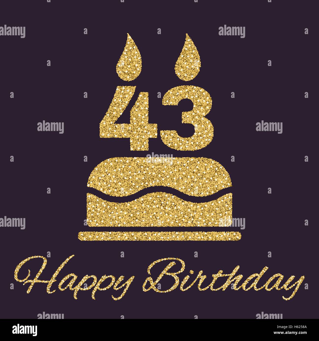 The birthday cake with candles in the form of number 43 icon. Birthday ...