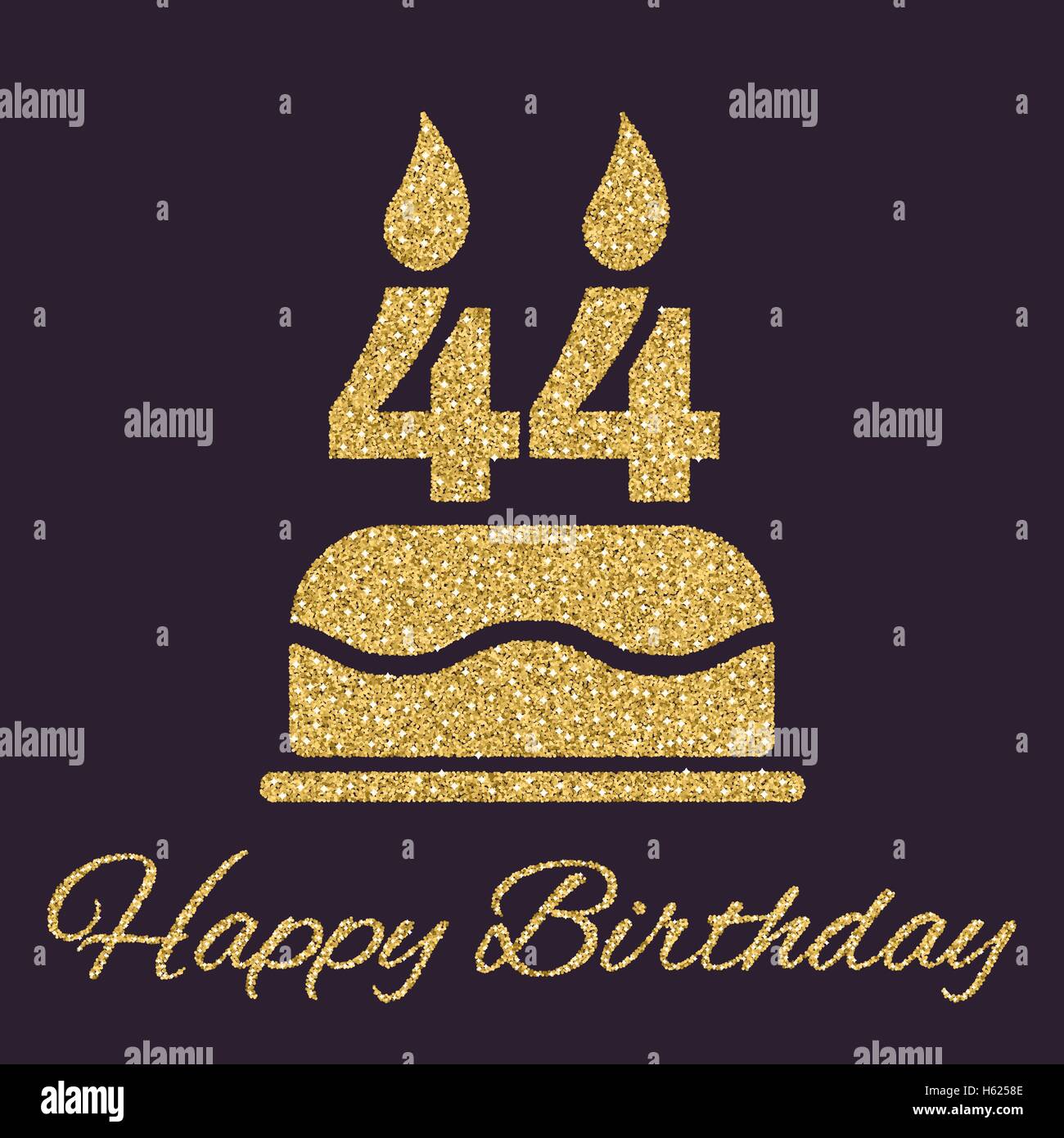 The birthday cake with candles in the form of number 44 icon. Birthday ...